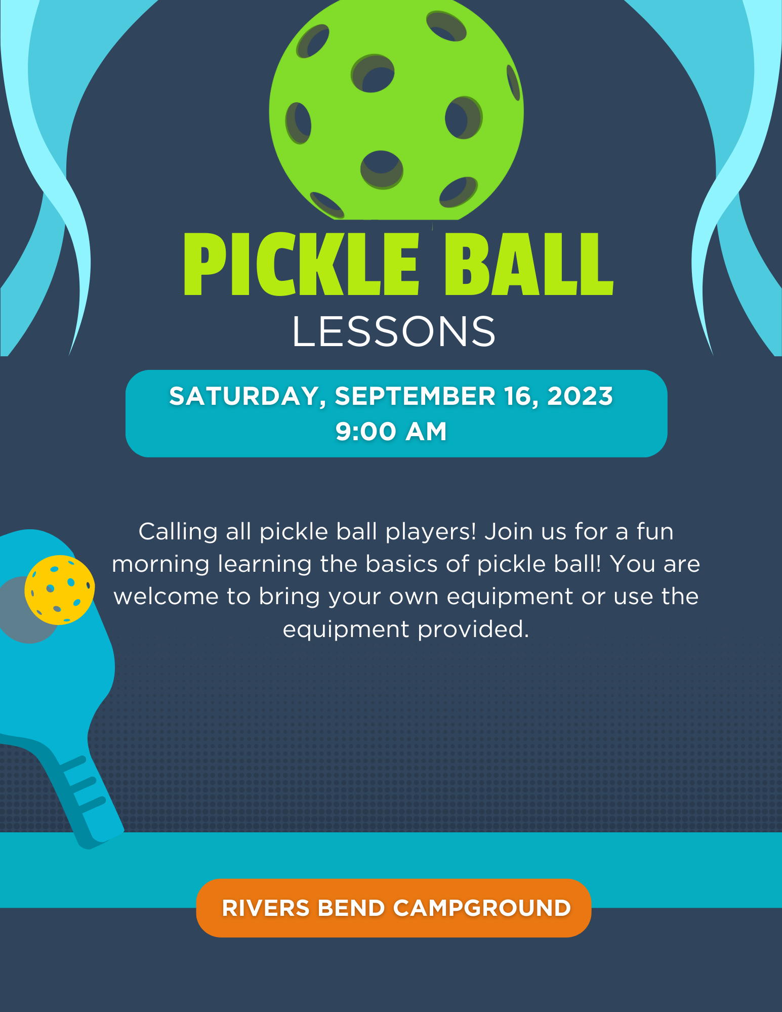 Pickle Ball Lessons - Rivers Bend Campground